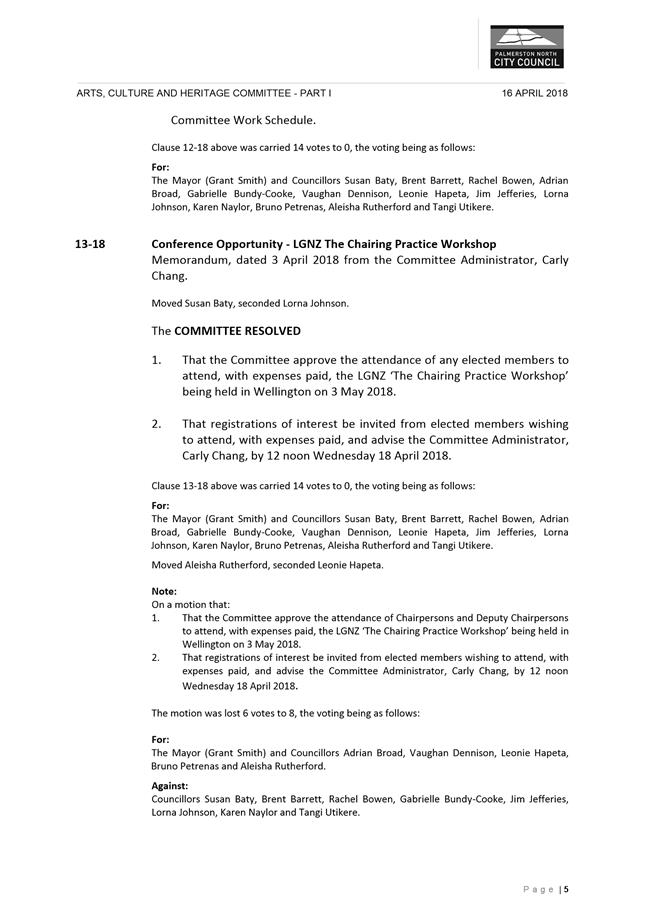 Agenda of Arts, Culture and Heritage Committee - 25 June 2018